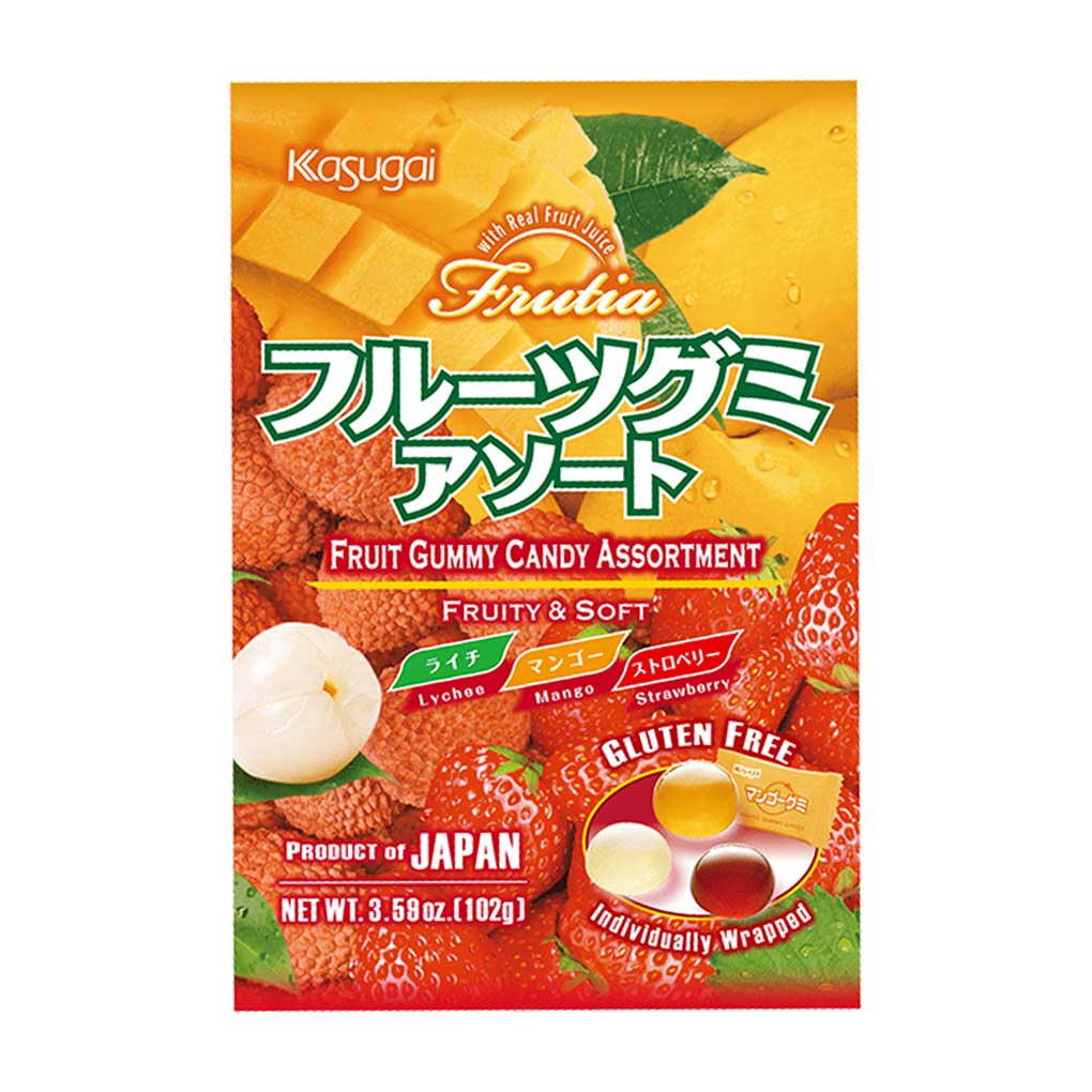 Wholesale Kasugai Assorted Gummy: Lychee, Mango and Strawberry